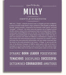 Milly Personalized Name Meaning Art Prints – Name Stories