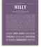 Milly Personalized Name Meaning Art Prints – Name Stories