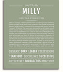 Milly Personalized Name Meaning Art Prints – Name Stories