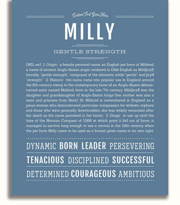 Milly Personalized Name Meaning Art Prints – Name Stories