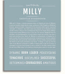 Milly Personalized Name Meaning Art Prints – Name Stories