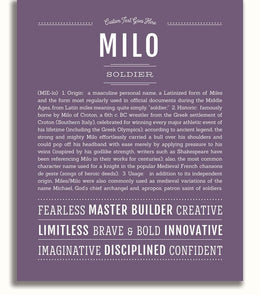 Milo Personalized Name Meaning Art Prints – Name Stories
