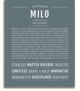 Milo Personalized Name Meaning Art Prints – Name Stories