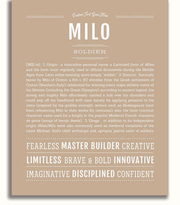 Milo Personalized Name Meaning Art Prints – Name Stories