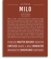 Milo Personalized Name Meaning Art Prints – Name Stories