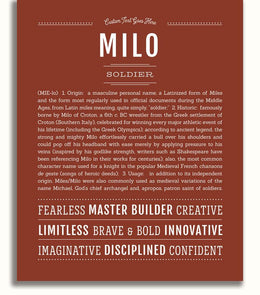 Milo Personalized Name Meaning Art Prints – Name Stories