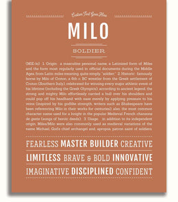 Milo Personalized Name Meaning Art Prints – Name Stories