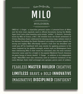 Milo Personalized Name Meaning Art Prints – Name Stories