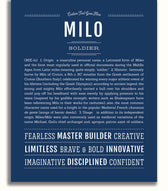 Milo Personalized Name Meaning Art Prints – Name Stories