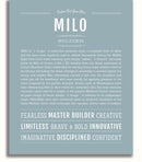 Milo Personalized Name Meaning Art Prints – Name Stories