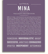 Mina Personalized Name Meaning Art Prints – Name Stories