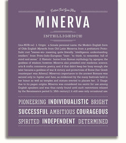 Minerva Personalized Name Meaning Art Prints – Name Stories