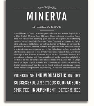 Minerva Personalized Name Meaning Art Prints – Name Stories