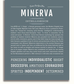 Minerva Personalized Name Meaning Art Prints – Name Stories