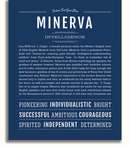 Minerva Personalized Name Meaning Art Prints – Name Stories