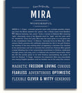 Mira Personalized Name Meaning Art Prints – Name Stories