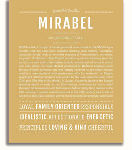 Mirabel Personalized Name Meaning Art Prints – Name Stories
