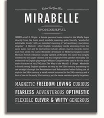 Mirabelle Personalized Name Meaning Art Prints – Name Stories
