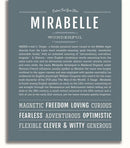 Mirabelle Personalized Name Meaning Art Prints – Name Stories