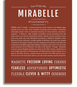 Mirabelle Personalized Name Meaning Art Prints – Name Stories