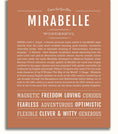 Mirabelle Personalized Name Meaning Art Prints – Name Stories