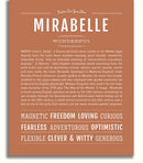 Mirabelle Personalized Name Meaning Art Prints – Name Stories