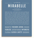 Mirabelle Personalized Name Meaning Art Prints – Name Stories