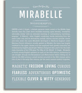 Mirabelle Personalized Name Meaning Art Prints – Name Stories