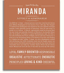 Miranda Personalized Name Meaning Art Prints – Name Stories
