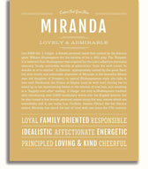 Miranda Personalized Name Meaning Art Prints – Name Stories