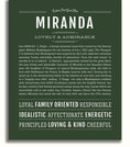 Miranda Personalized Name Meaning Art Prints – Name Stories