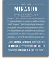 Miranda Personalized Name Meaning Art Prints – Name Stories