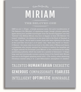 Miriam Personalized Name Meaning Art Prints – Name Stories