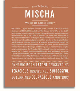 Mischa Personalized Name Meaning Art Prints – Name Stories