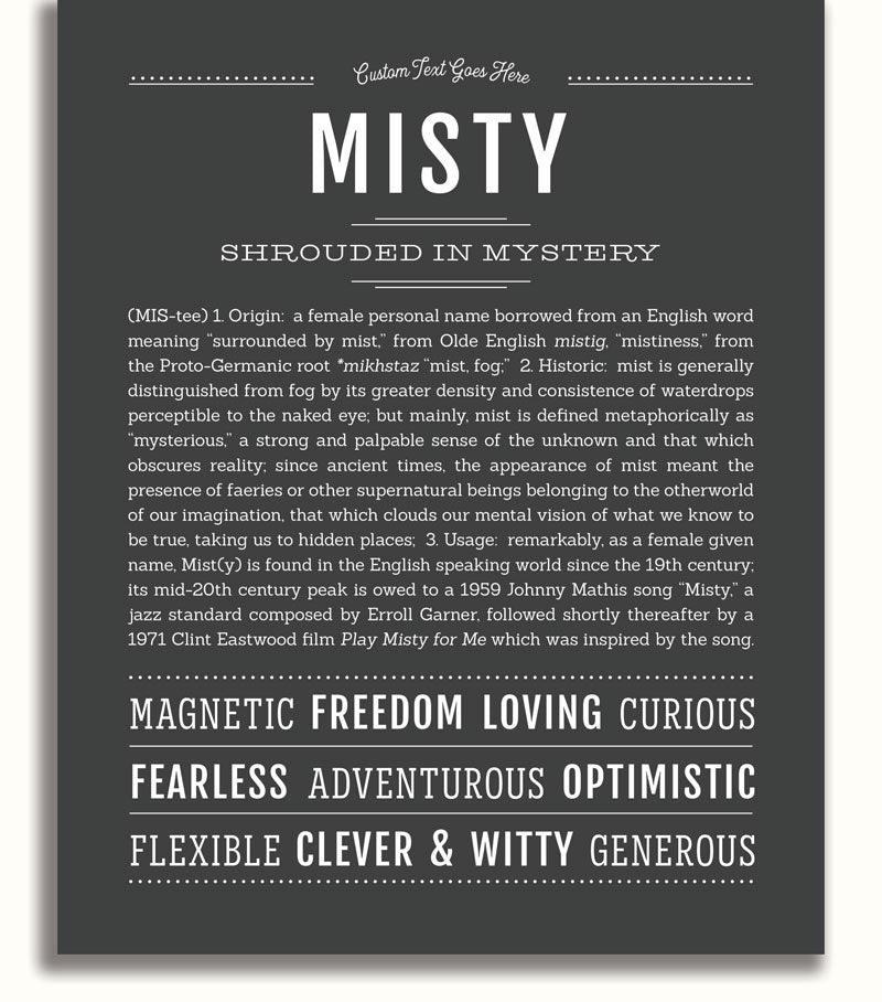 Misty Personalized Name Meaning Art Prints – Name Stories