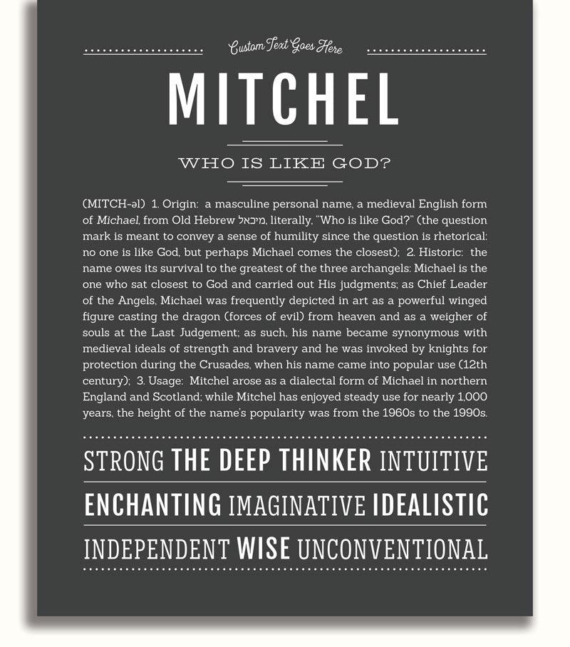 Mitchel Personalized Name Meaning Art Prints – Name Stories