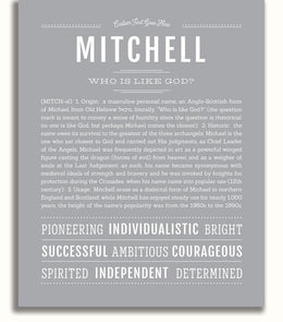 Mitchell Personalized Name Meaning Art Prints – Name Stories