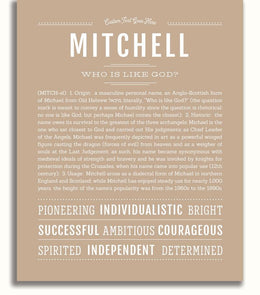 Mitchell Personalized Name Meaning Art Prints – Name Stories