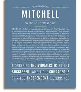 Mitchell Personalized Name Meaning Art Prints – Name Stories