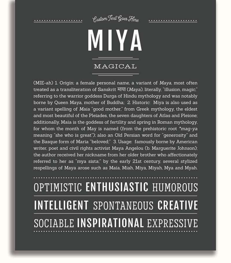 Miya Personalized Name Meaning Art Prints – Name Stories