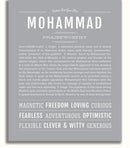 Mohammad Personalized Name Meaning Art Prints – Name Stories