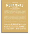 Mohammad Personalized Name Meaning Art Prints – Name Stories