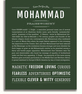 Mohammad Personalized Name Meaning Art Prints – Name Stories