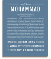 Mohammad Personalized Name Meaning Art Prints – Name Stories