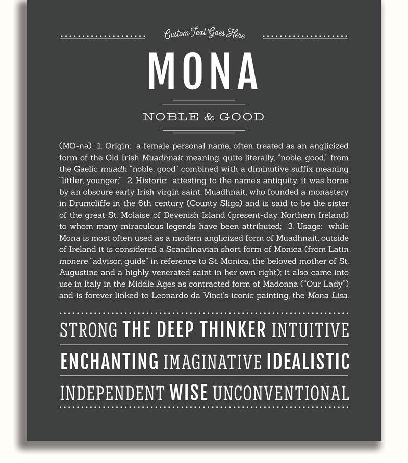 Mona Personalized Name Meaning Art Prints – Name Stories