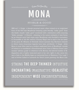 Mona Personalized Name Meaning Art Prints – Name Stories