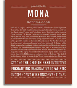 Mona Personalized Name Meaning Art Prints – Name Stories