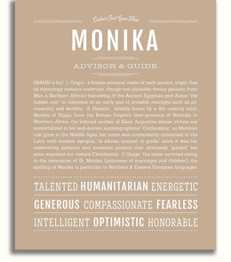 Monika Personalized Name Meaning Art Prints – Name Stories