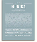 Monika Personalized Name Meaning Art Prints – Name Stories
