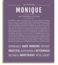 Monique Personalized Name Meaning Art Prints – Name Stories